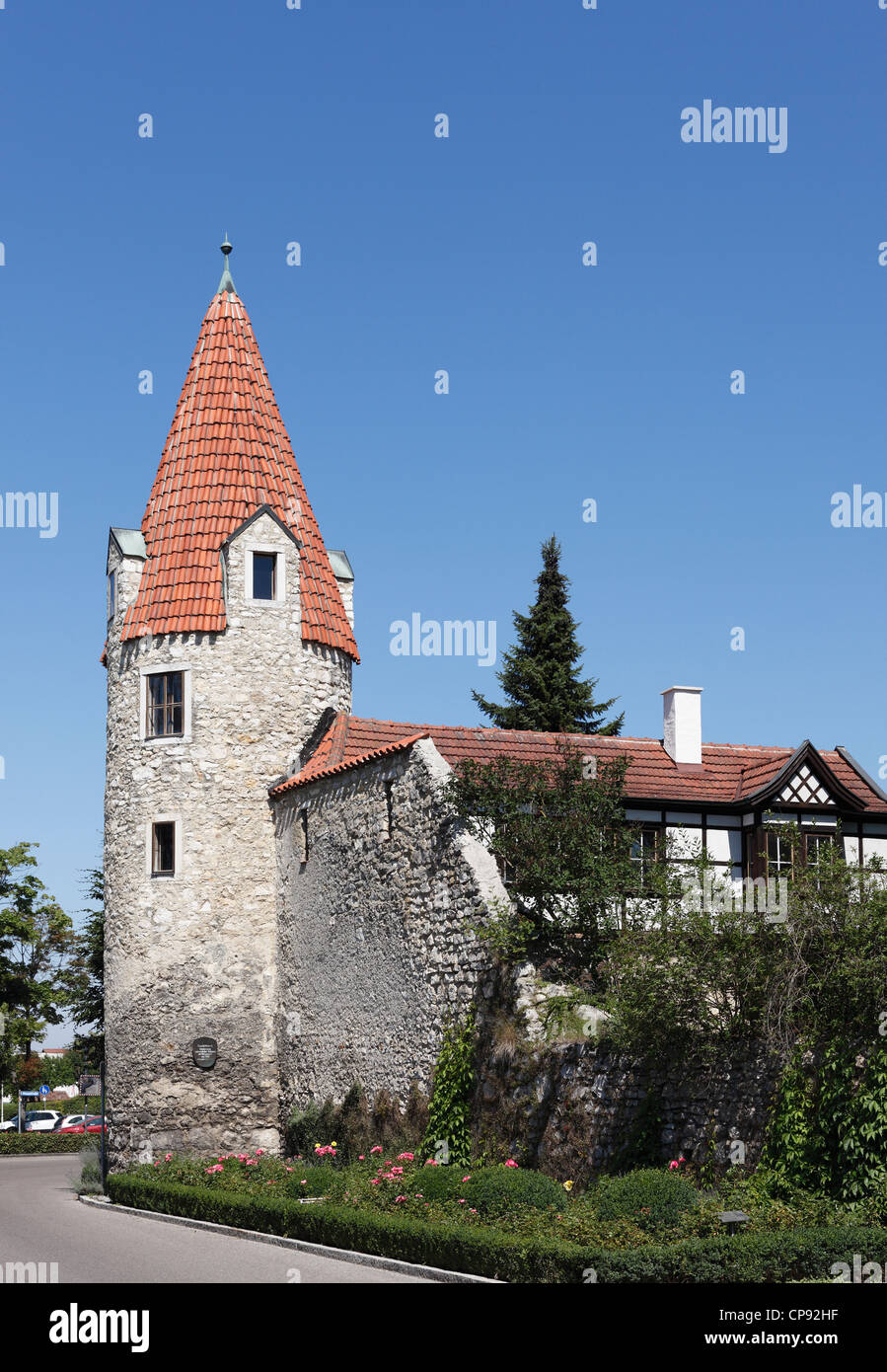 Germany, Bavaria, Lower Bavaria,Abensberg, View of Maderturm tower ...