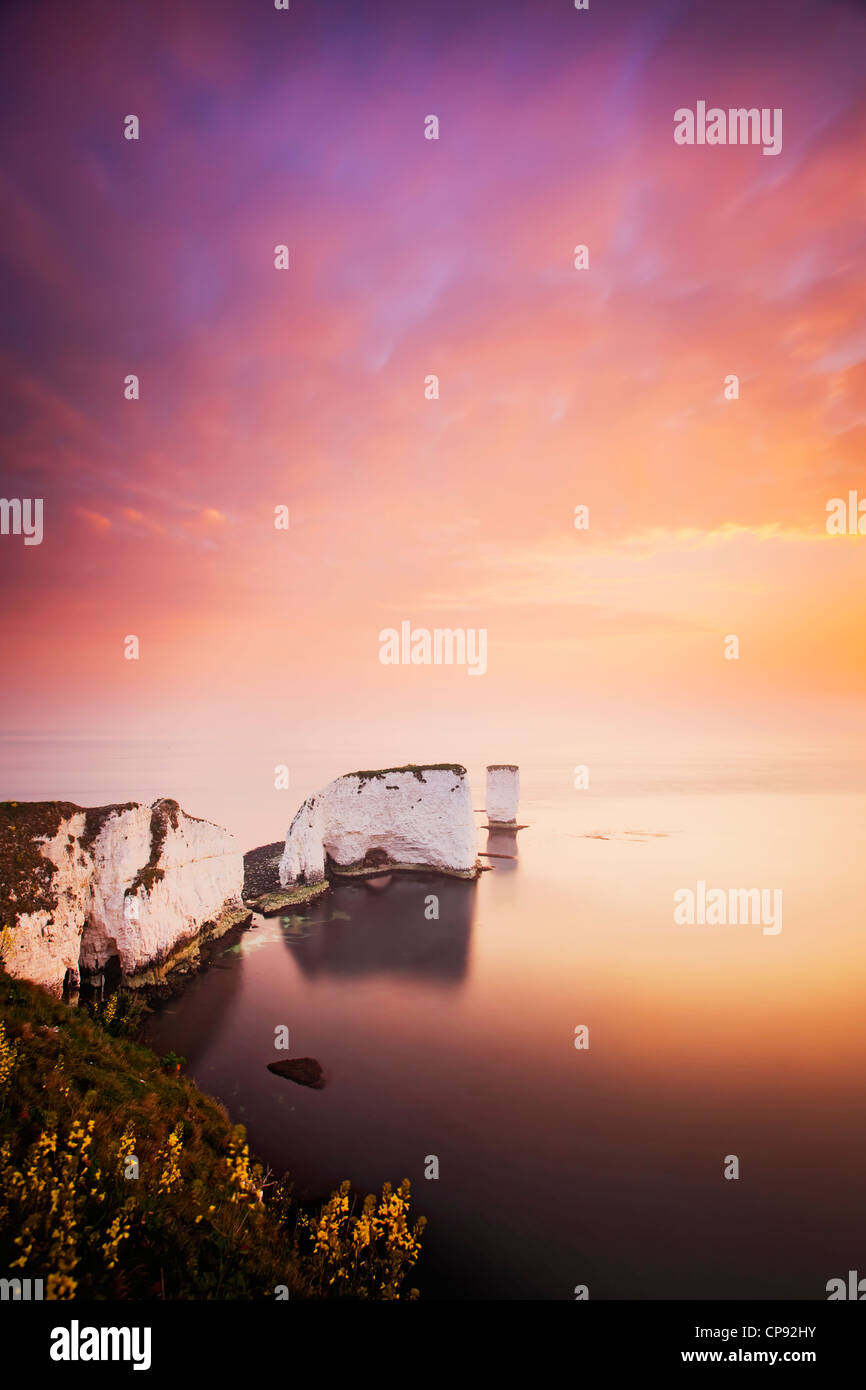 View of Old Harry Rocks, Chalk Stacks which jut out into the English ...