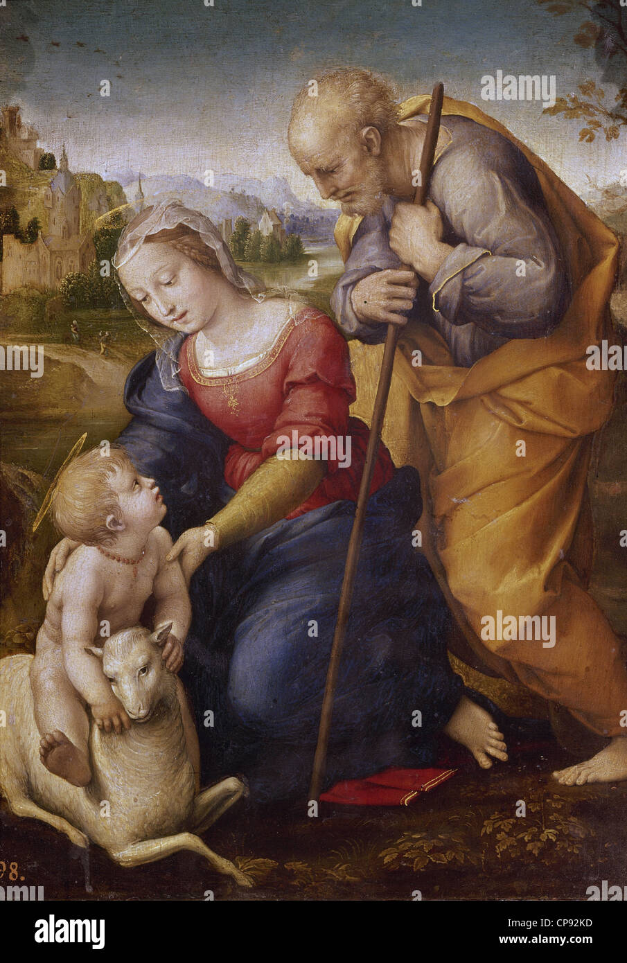 Raphael The Holy Family with a Lamb 1507 Prado Museum - Madrid Stock ...