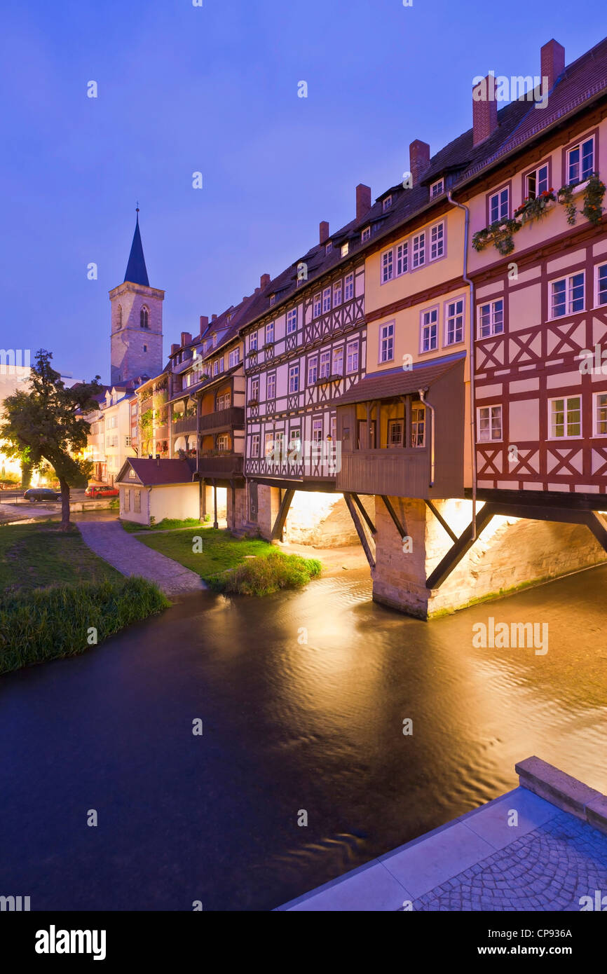 Germany, Thuringia, Erfurt, View of St Aegidien church at dusk Stock ...