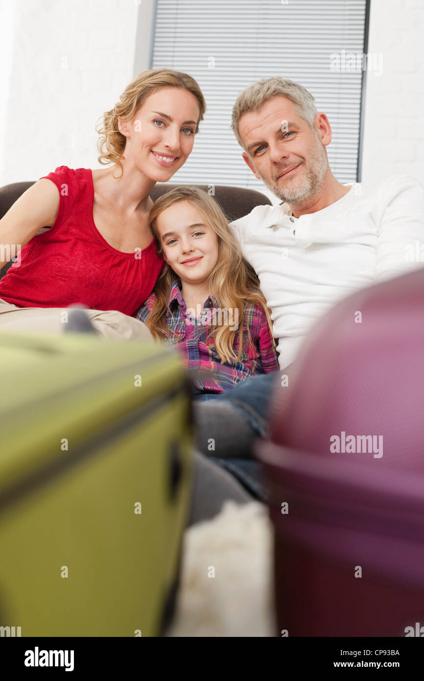 Germany, Leipzig, Family ready for vacation, smiling, portrait Stock ...