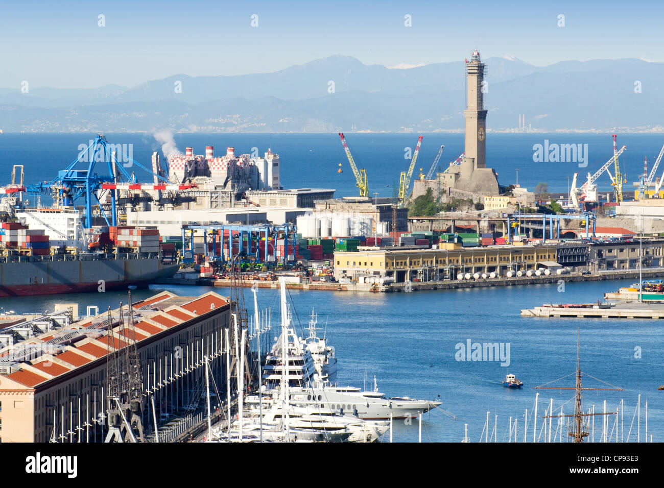 Port of Genoa and its famous Lanterna Stock Photo - Alamy