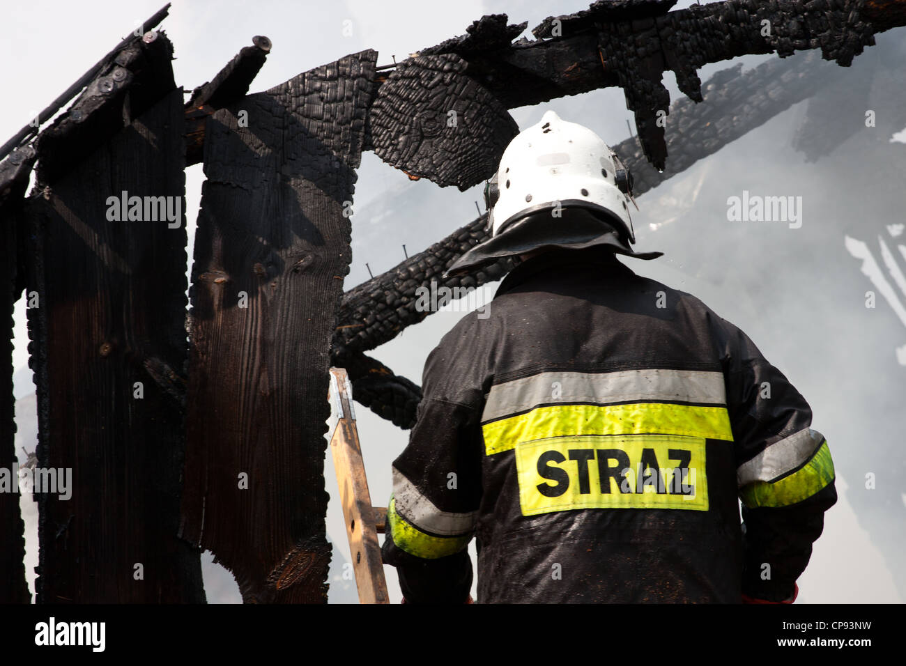 fire in small village in Poland, rescue action Stock Photo - Alamy