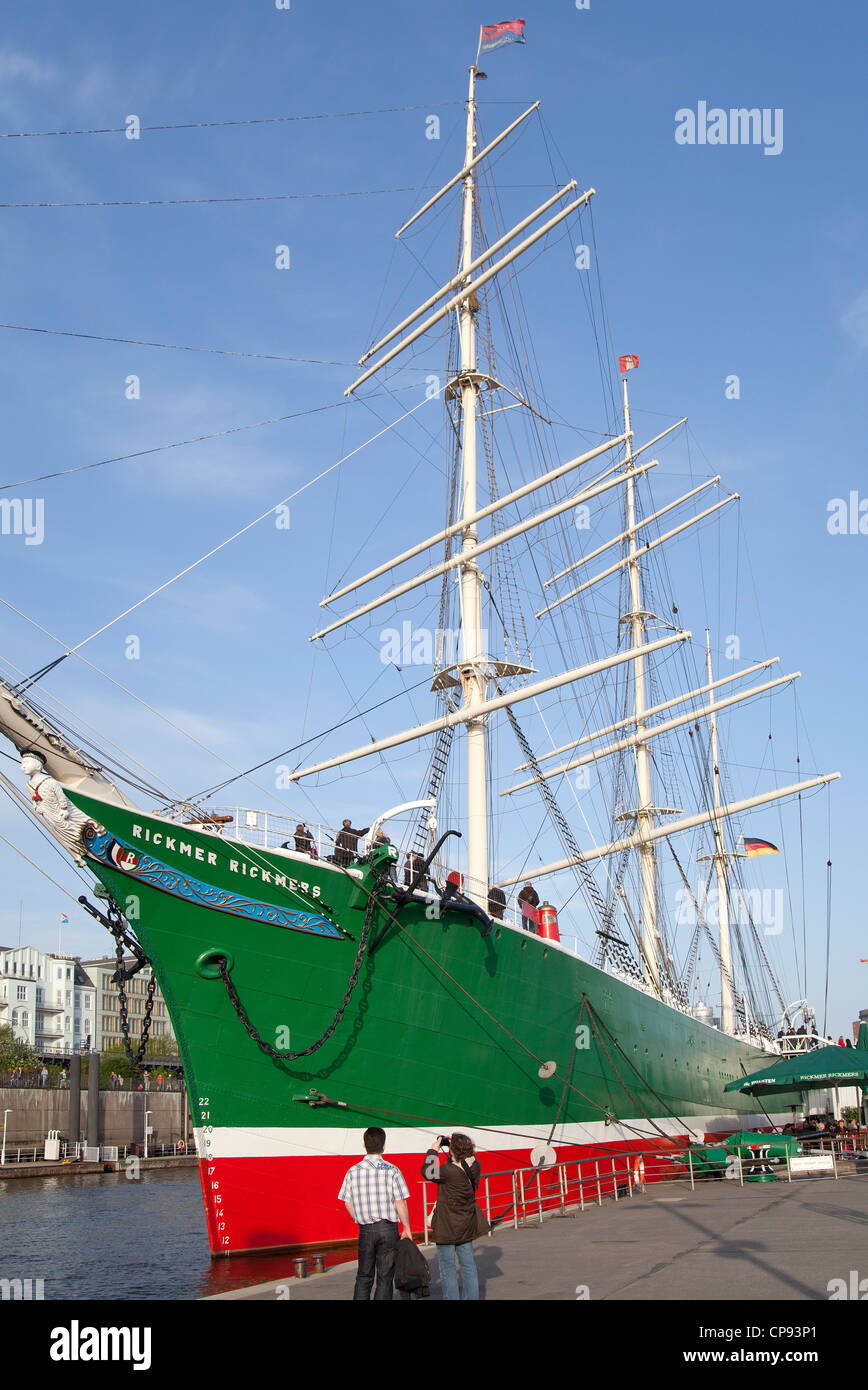 museum sailing ship Rickmer Rickmers, Hamburg Jetties, Germany Stock ...