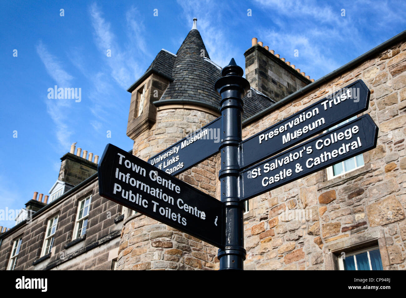 Tourist Signpost and Admirable James Crichton House on North Street St ...