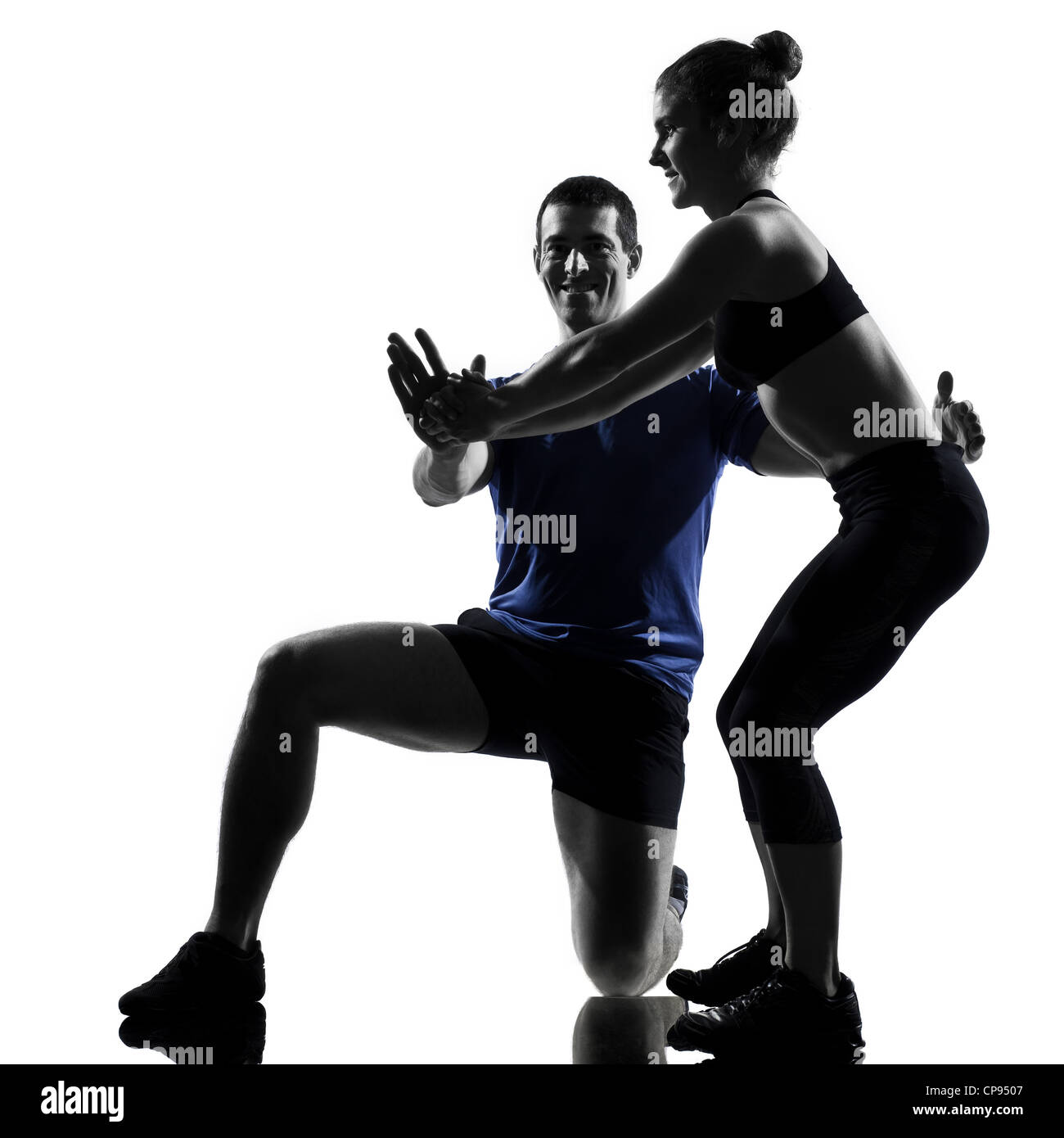 couple woman man exercising workout fitness aerobics posture in ...