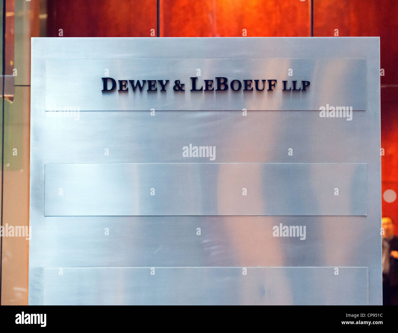 Signage for Dewey & LeBoeuf law firm outside their offices on Sixth ...