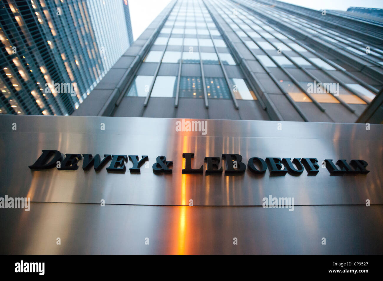 Signage for Dewey & LeBoeuf law firm outside their offices on Sixth ...