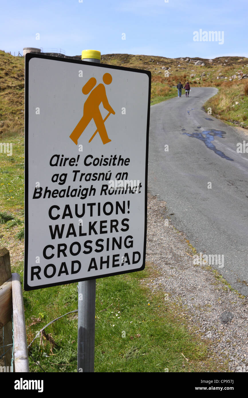 Road sign warning walkers on hi-res stock photography and images - Alamy