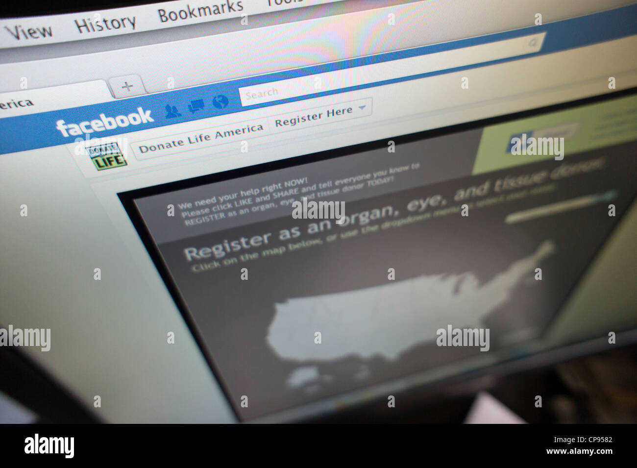 A screenshot of the popular Facebook social networking website Stock ...