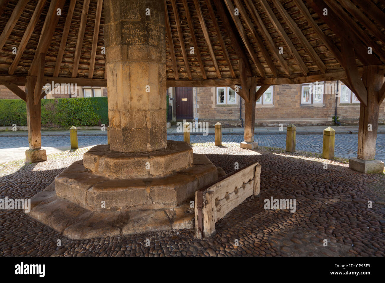 Oakham stocks under the ancient octagonal Buttercross Market square ...