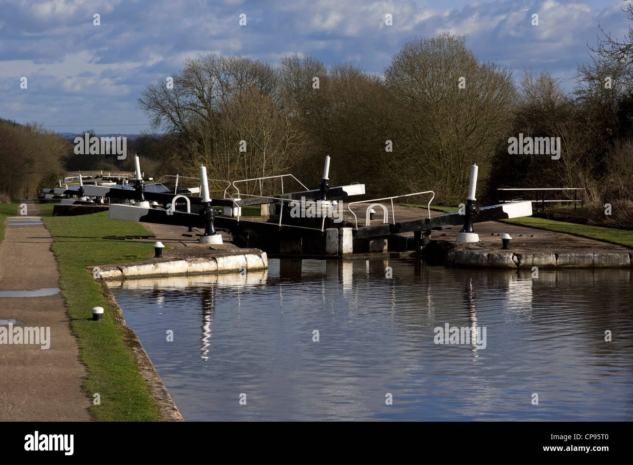 grand union canal hatton flight of locks warwickshire midlands england ...