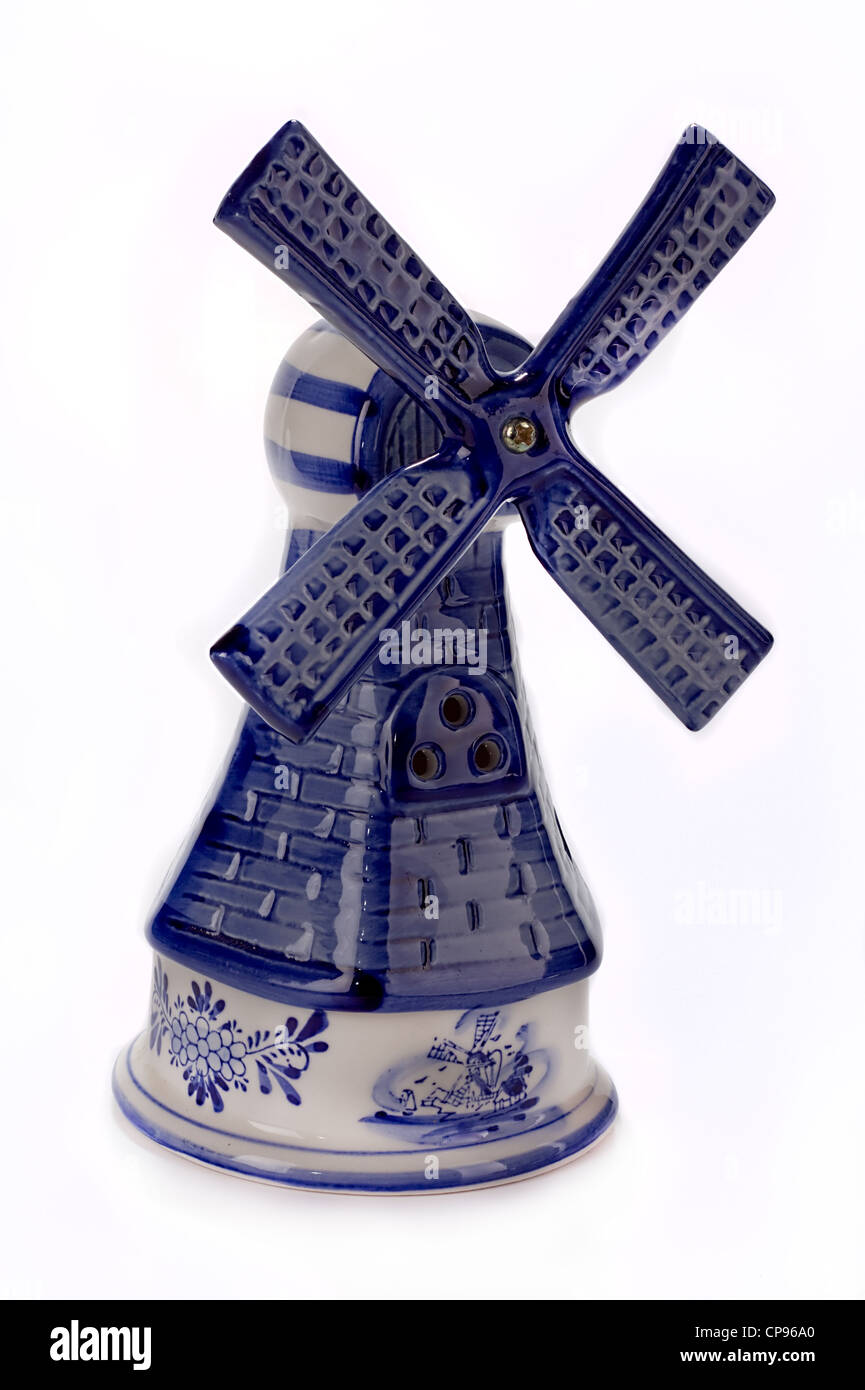 Vintage Blue Delft Porcelain Windmill Stock Photo - Alamy