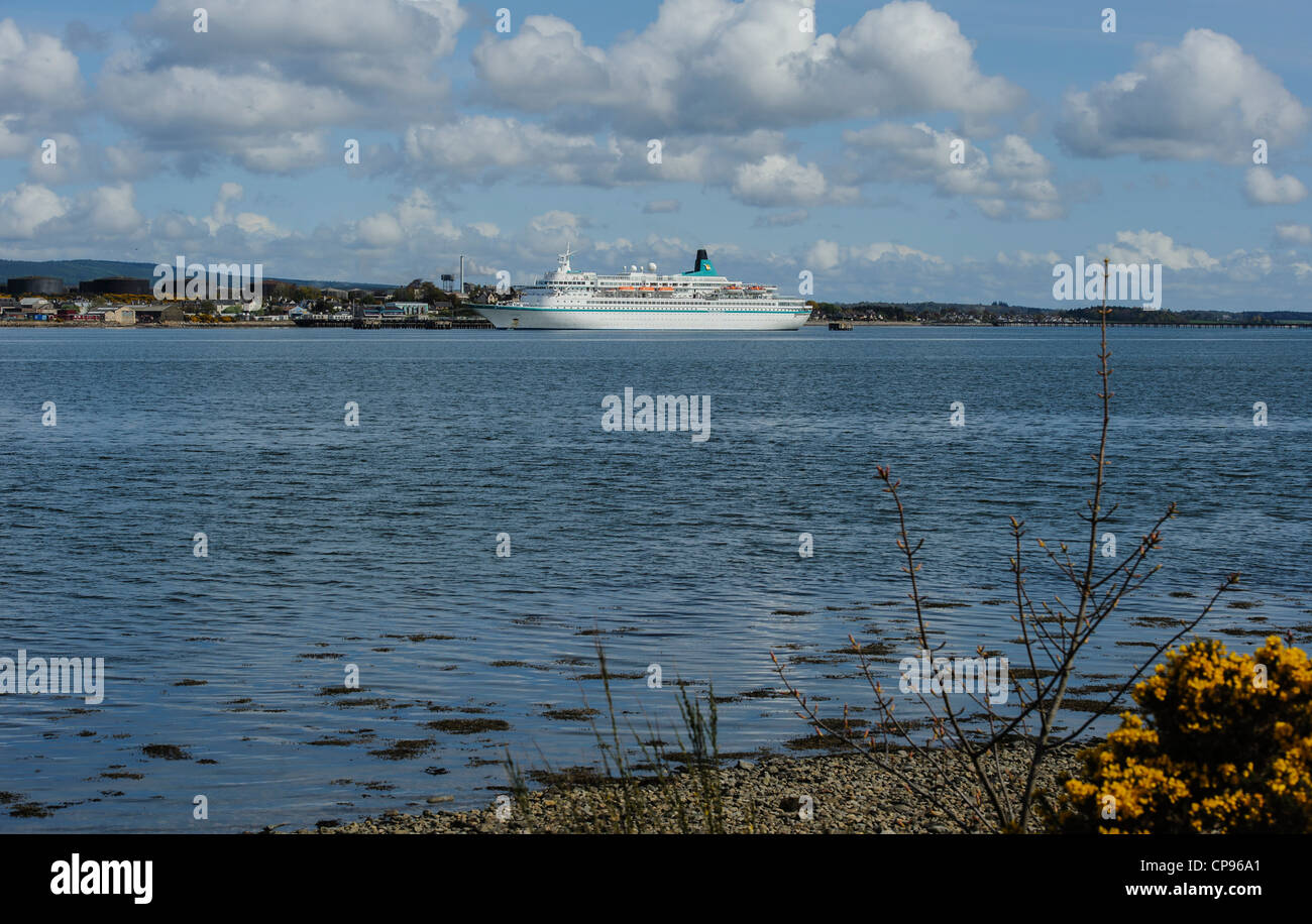 The cruise ship MV Albatross visiting Invergordon in the Cromarty Firth ...