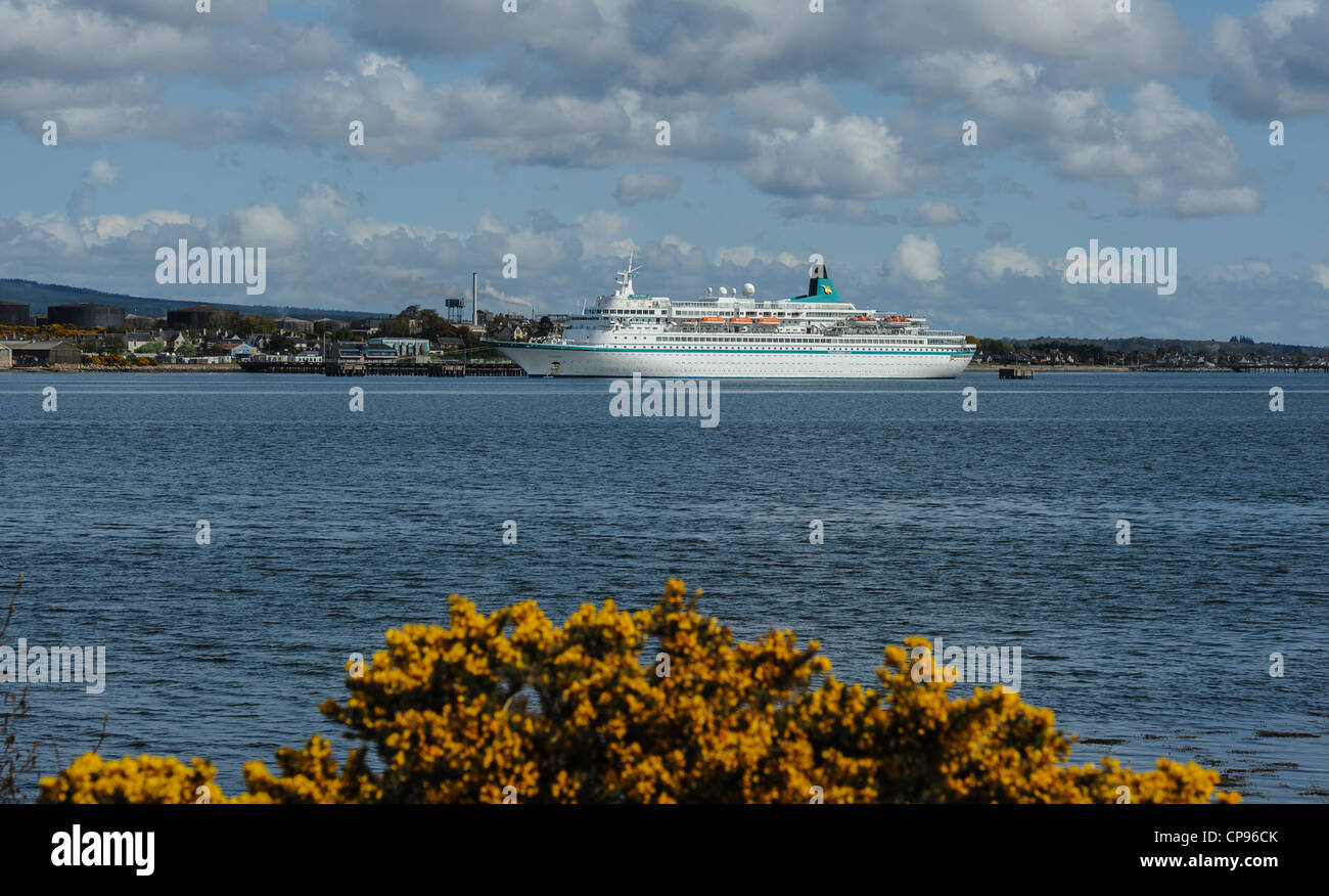 The cruise ship MV Albatross visiting Invergordon in the Cromarty Firth ...