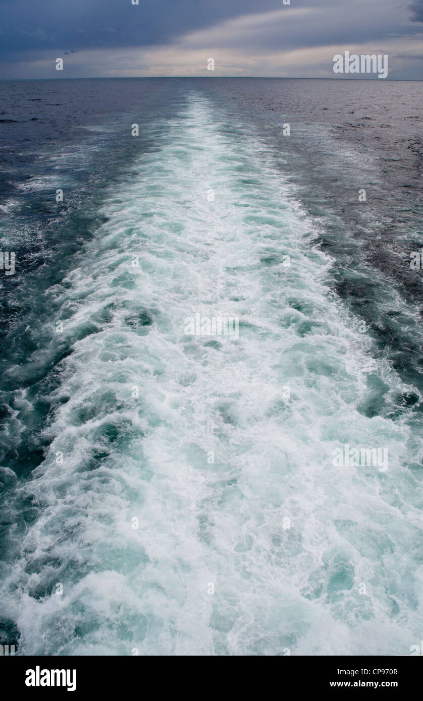 ship`s wake Bay of Biscay cruise ship spray wash power Stock Photo - Alamy