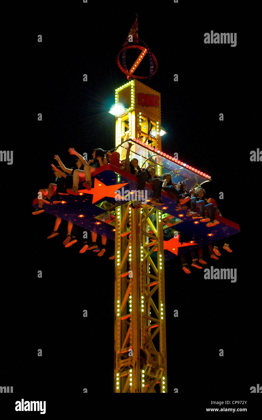 Switzerland, Canton Ticino, Bellinzona, amusement park, drop tower ...