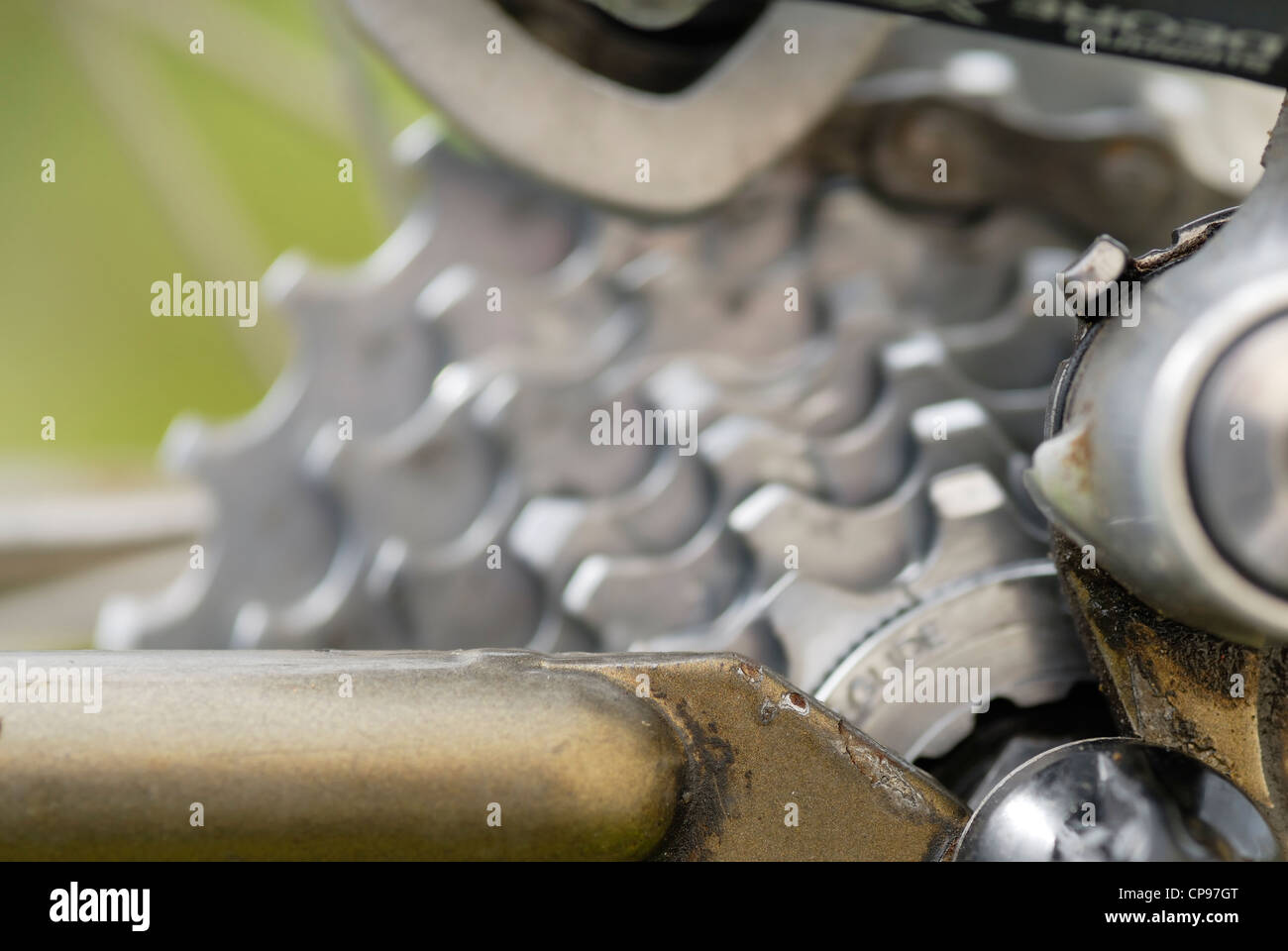 Detail of rear gears and chain set of mountain bike Stock Photo - Alamy