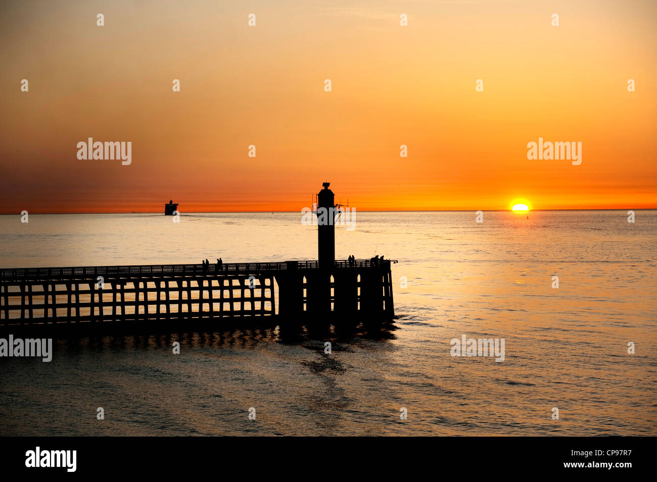 Sunset over English Channel La Manche Calais Stock Photo - Alamy