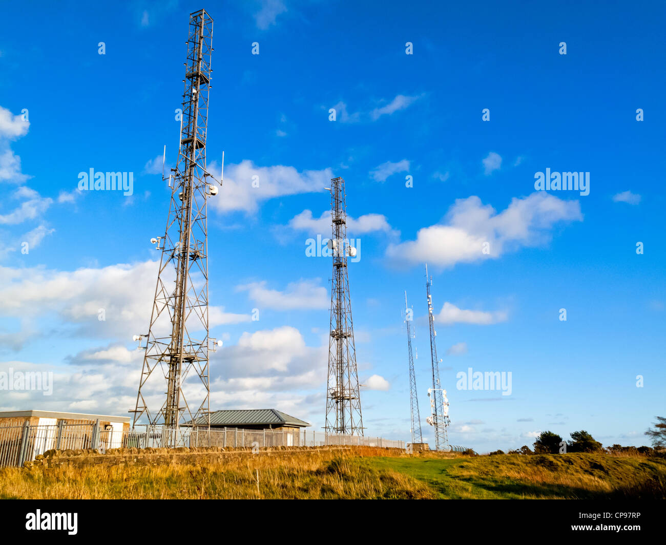 Communications masts at Alport Heights near Wirksworth in the ...