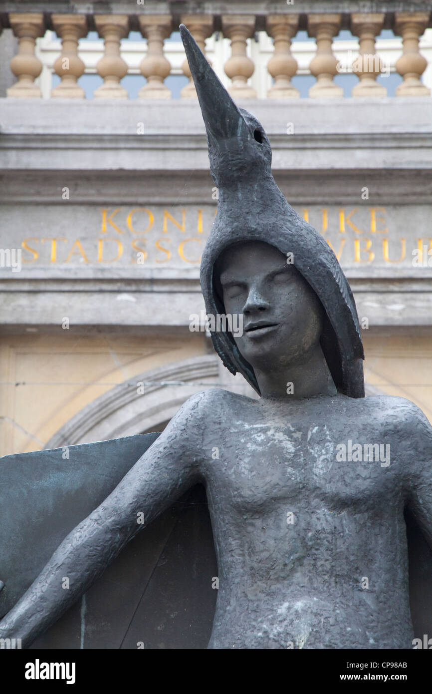 Statue of Papageno, the bird catcher of the Opera of The Magic Flute ...