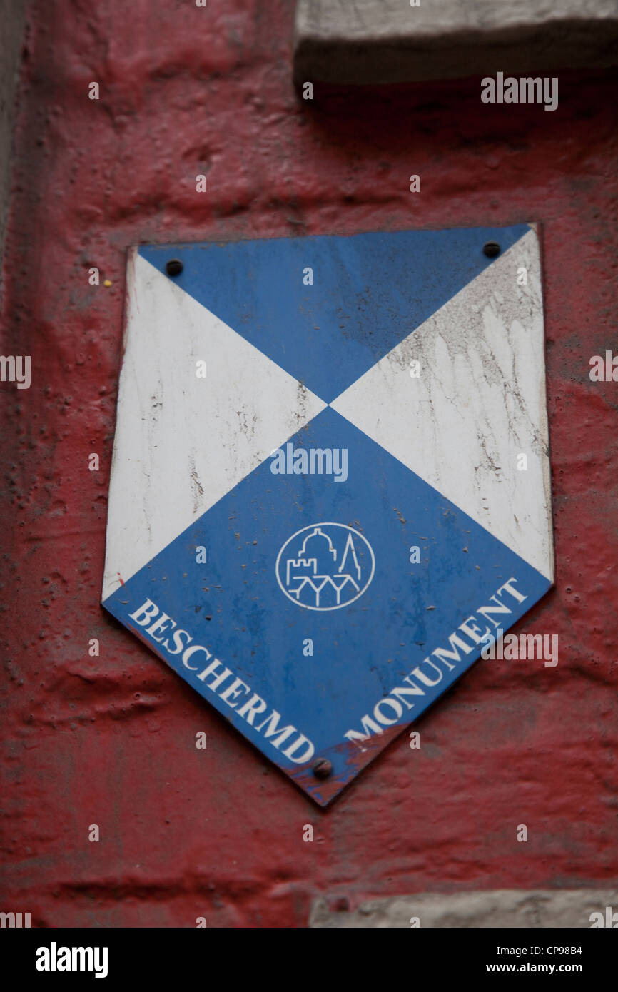 National Monument marking identification building plate Bruge Belgium ...