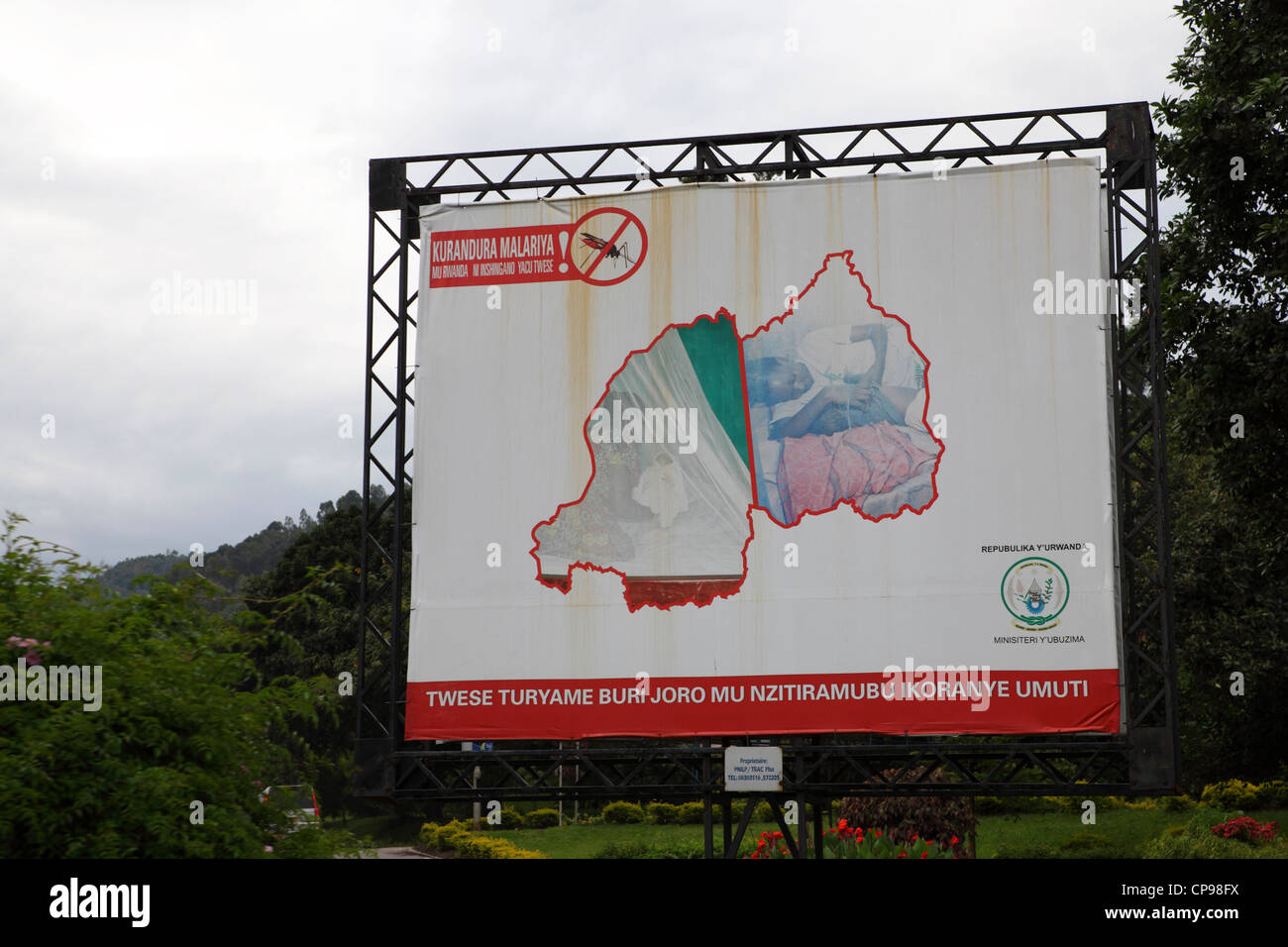 A Kinyarwanda sign reminds people of the dangers posed by mosquito ...