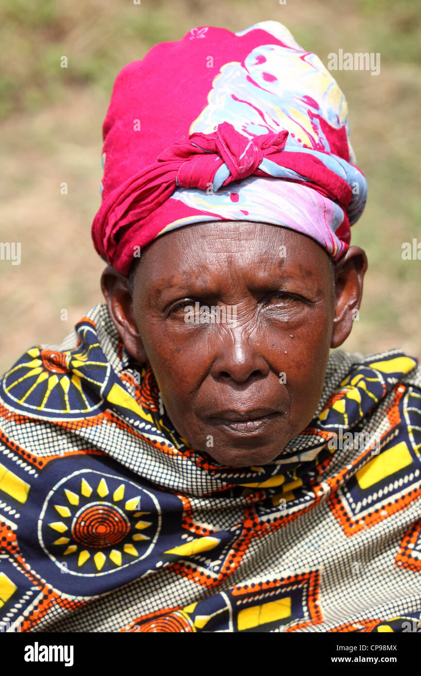 Face of a Rwandese woman participating in the national clean-up day ...