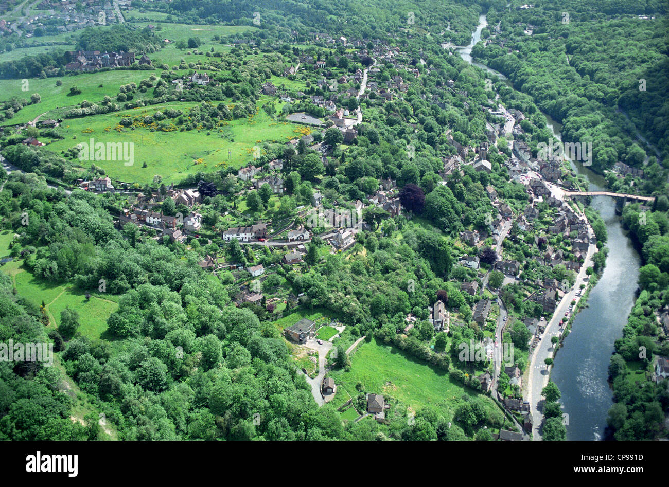 Ironbridge Gorge Aerial view of Ironbridge Gorge England Uk Stock Photo ...