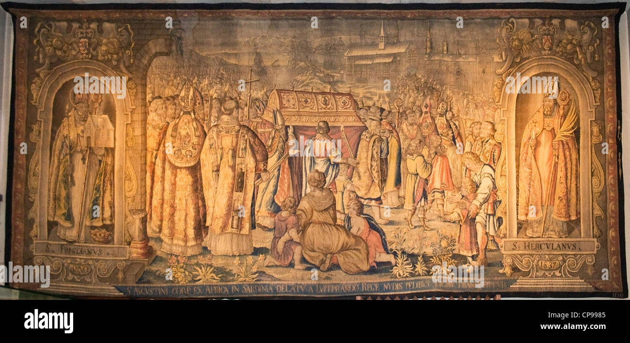 Interior of Basilica of the Holy Blood - Bruges Flemish tapestry Stock ...