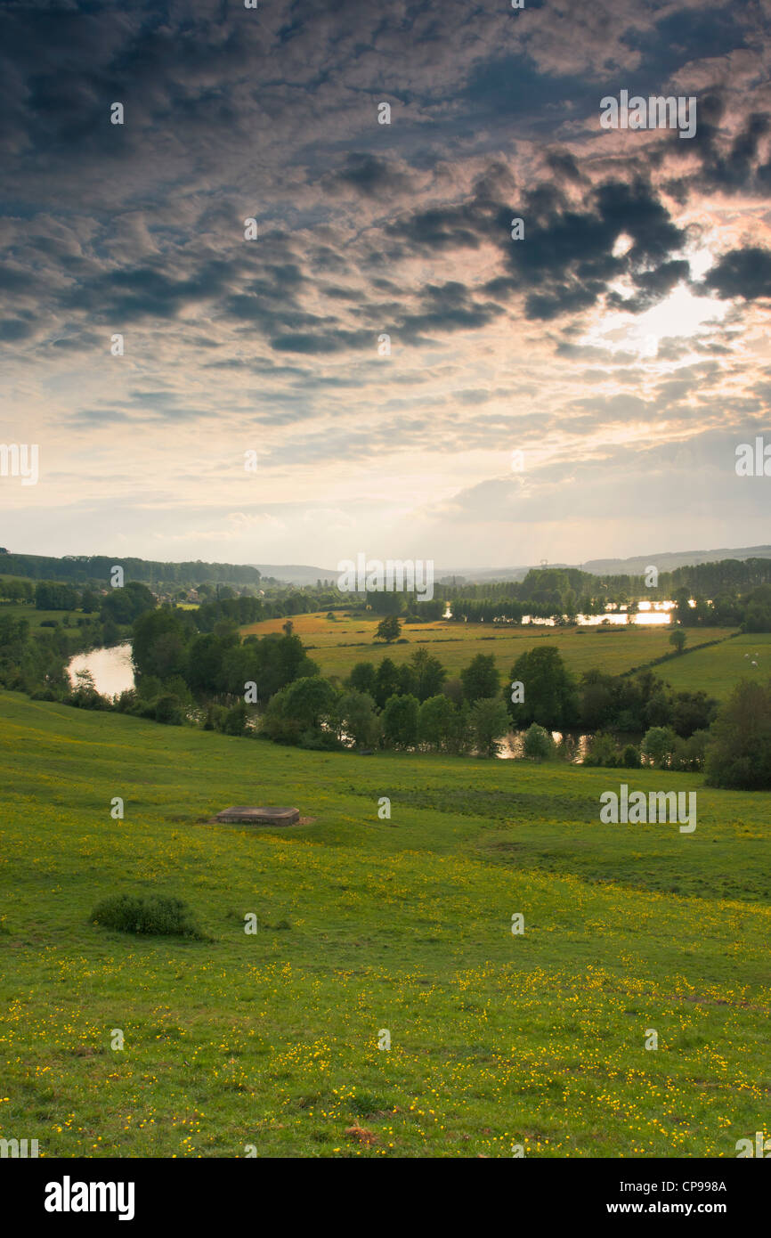 Donchery, France. The meuse river near Sedan, at the exact place where ...