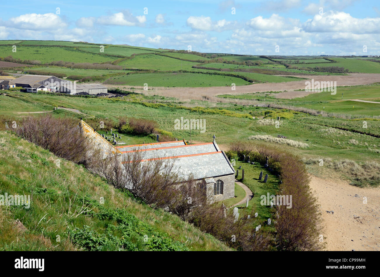 St.Winwaloe church at Gunwalloe church cove near Helston in Cornwall ...