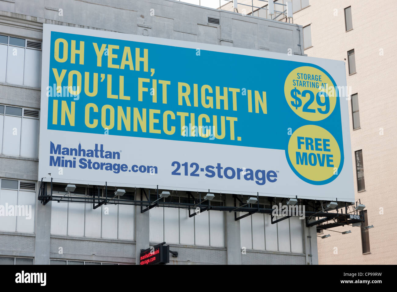 Manhattan Mini Storage billboard - "Oh yeah, you'll fit right in in ...