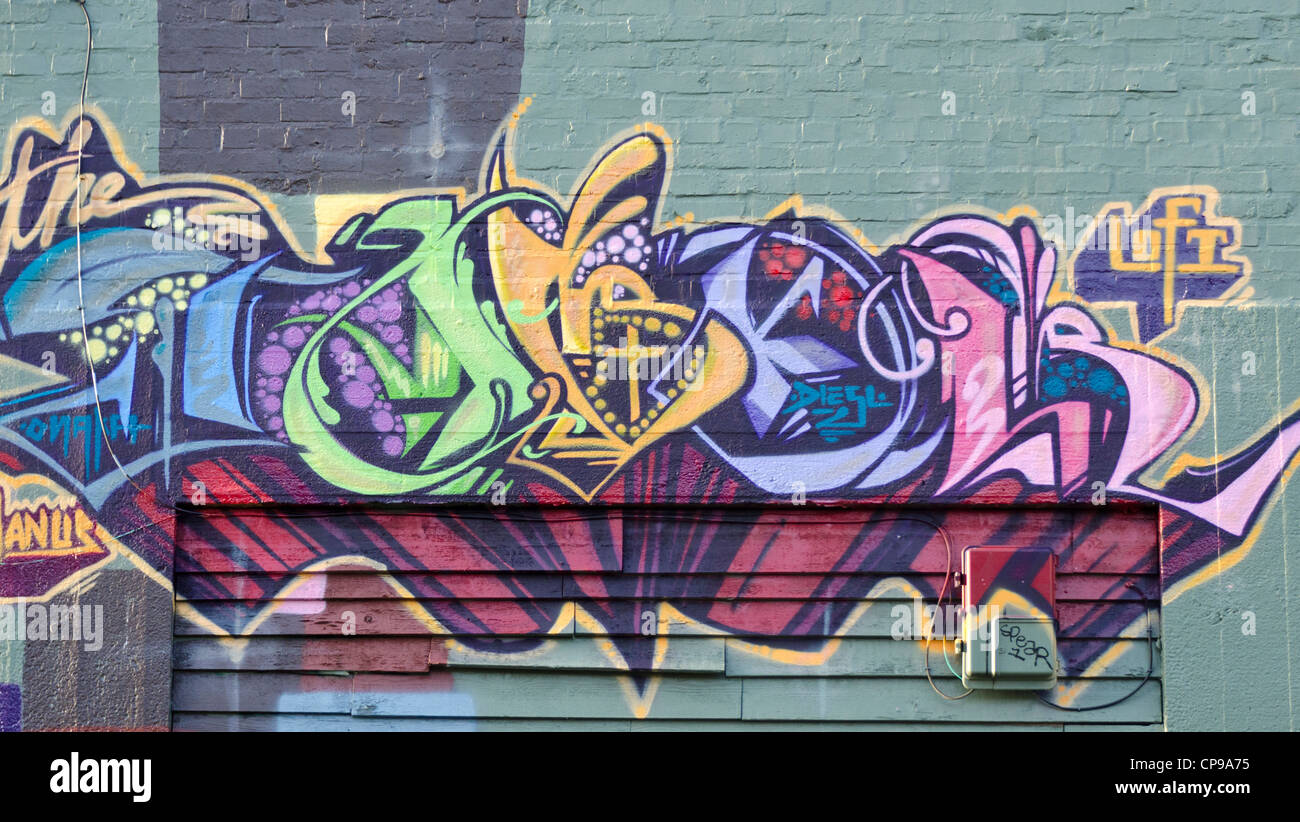 Wall Graffiti artwork paintings in Seattle Washington USA Stock Photo ...