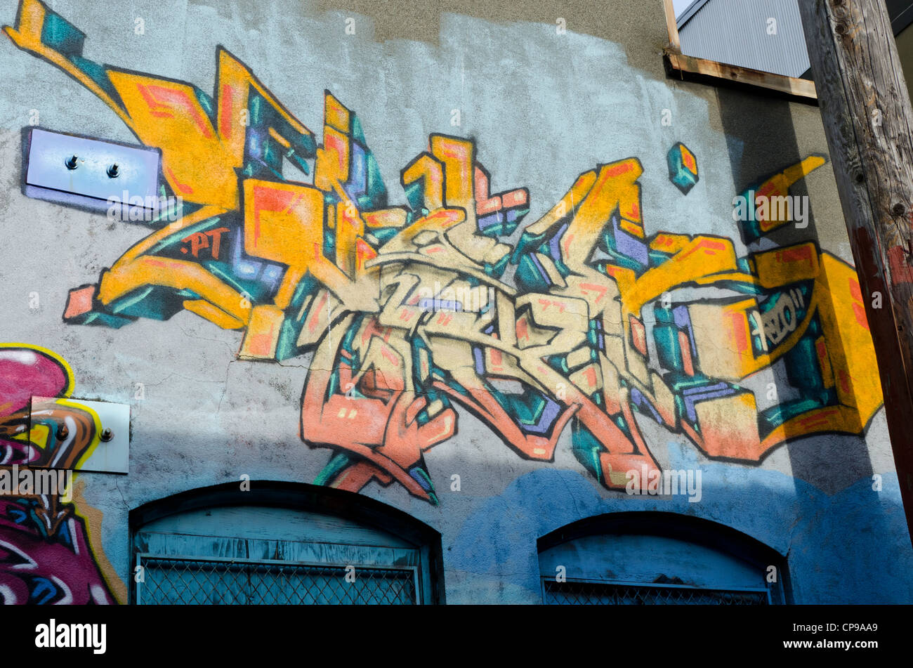 Wall Graffiti artwork paintings in Seattle Washington USA Stock Photo ...