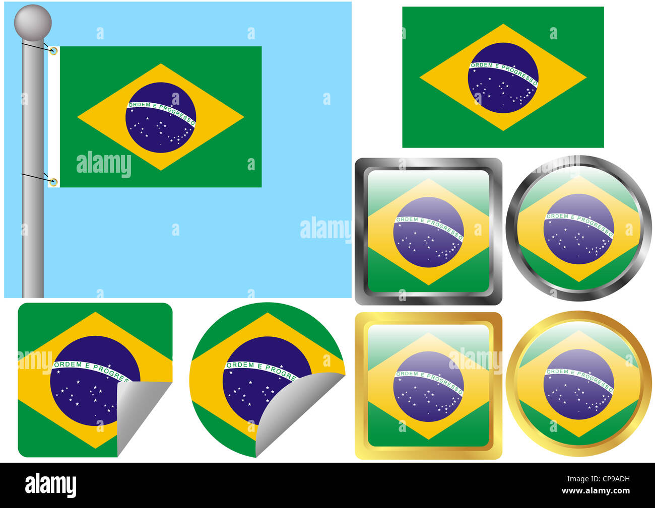 Brazil flags symbols set hi-res stock photography and images - Alamy