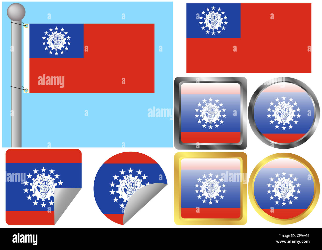 Flag Set Burma Myanmar Stock Photo - Alamy