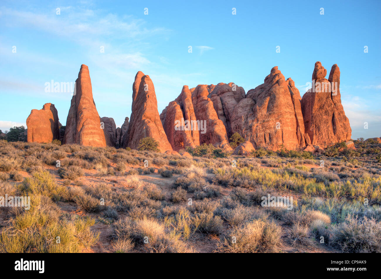 Fins and an arch, possibly Diamond Arch, at the north end of Arches ...