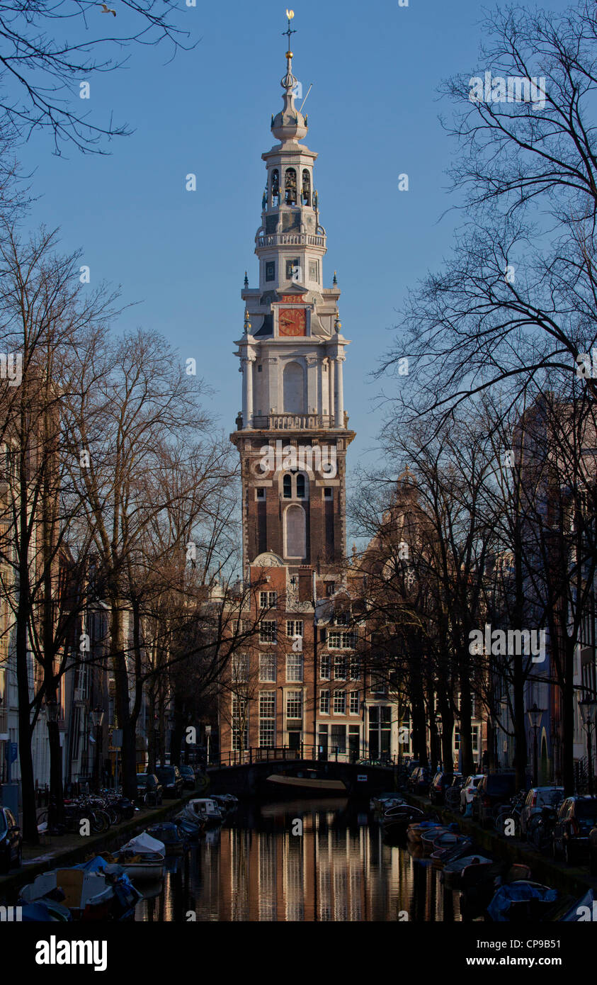 The Zuiderkerk, (Southern Church) and Groenburgwal canal in Amsterdam ...