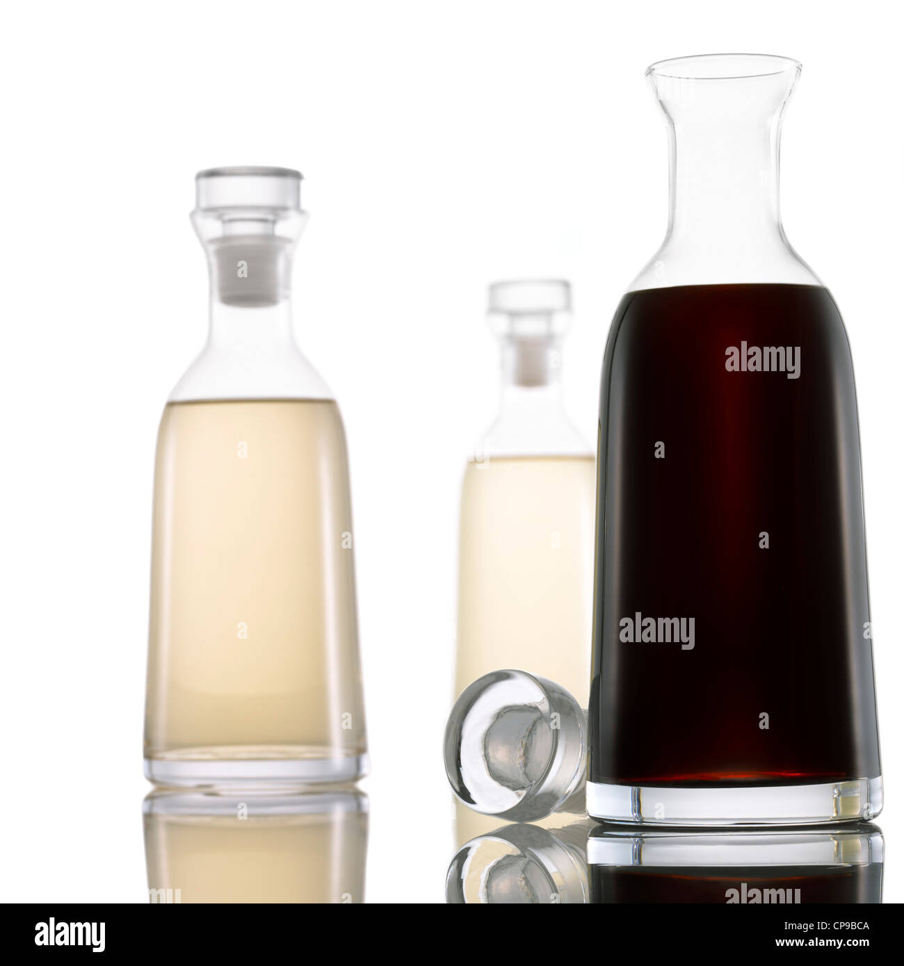 Bottled Light and Dark Vinegar on White Background Stock Photo - Alamy