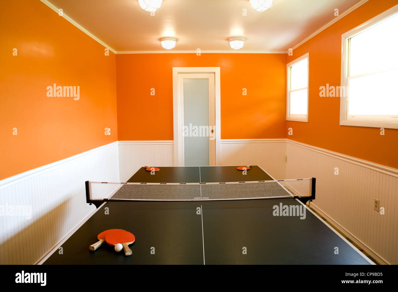 Ping Pong Table in Recreation Room Stock Photo - Alamy