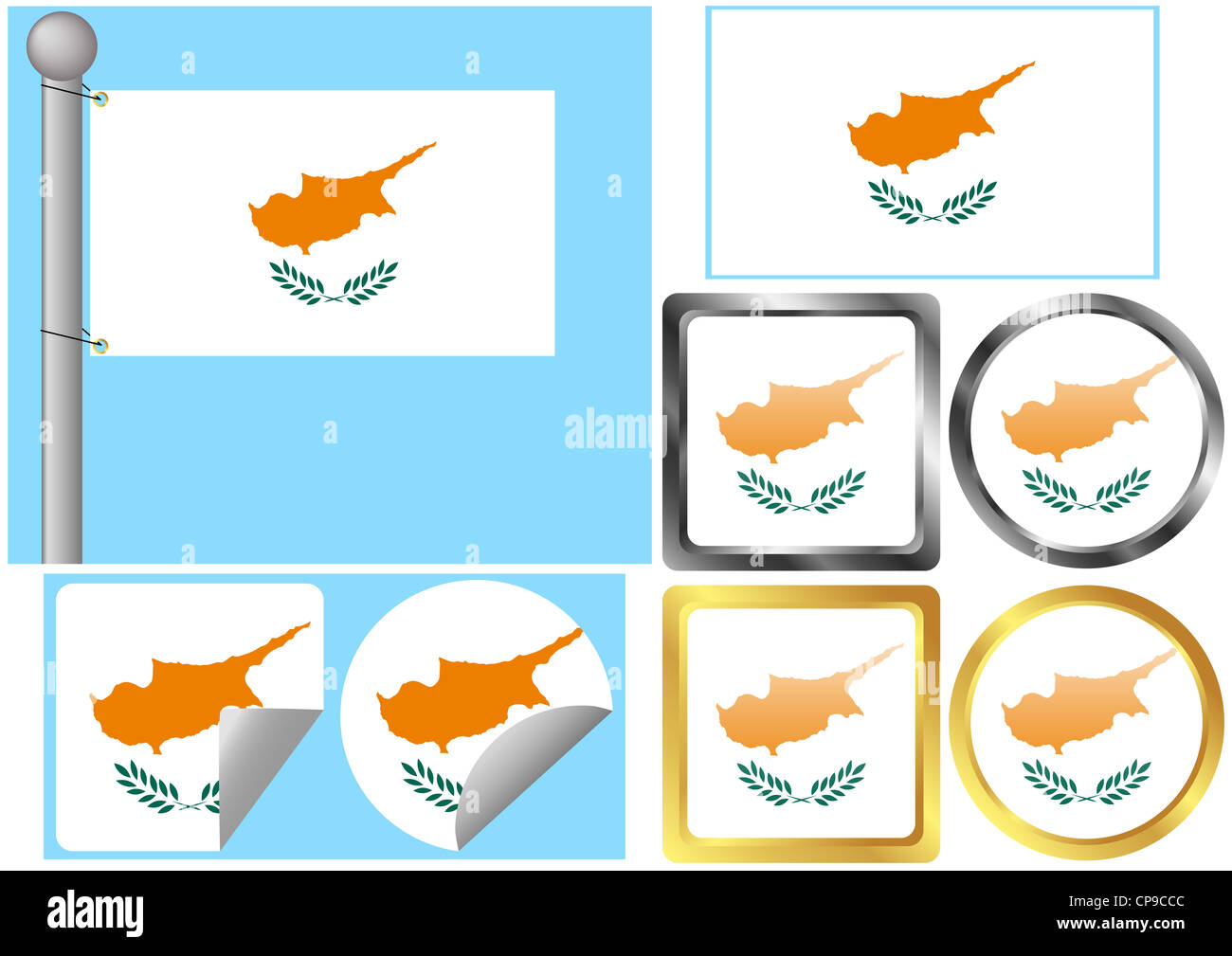 Set cyprus national flags hi-res stock photography and images - Alamy