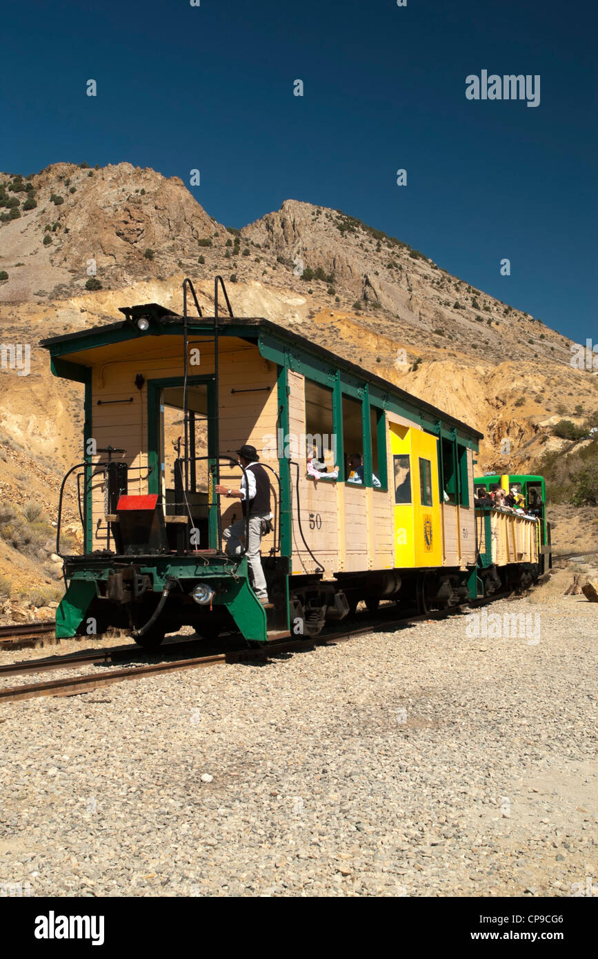 Conductor boarding the V & T train in Gold Hill Stock Photo - Alamy