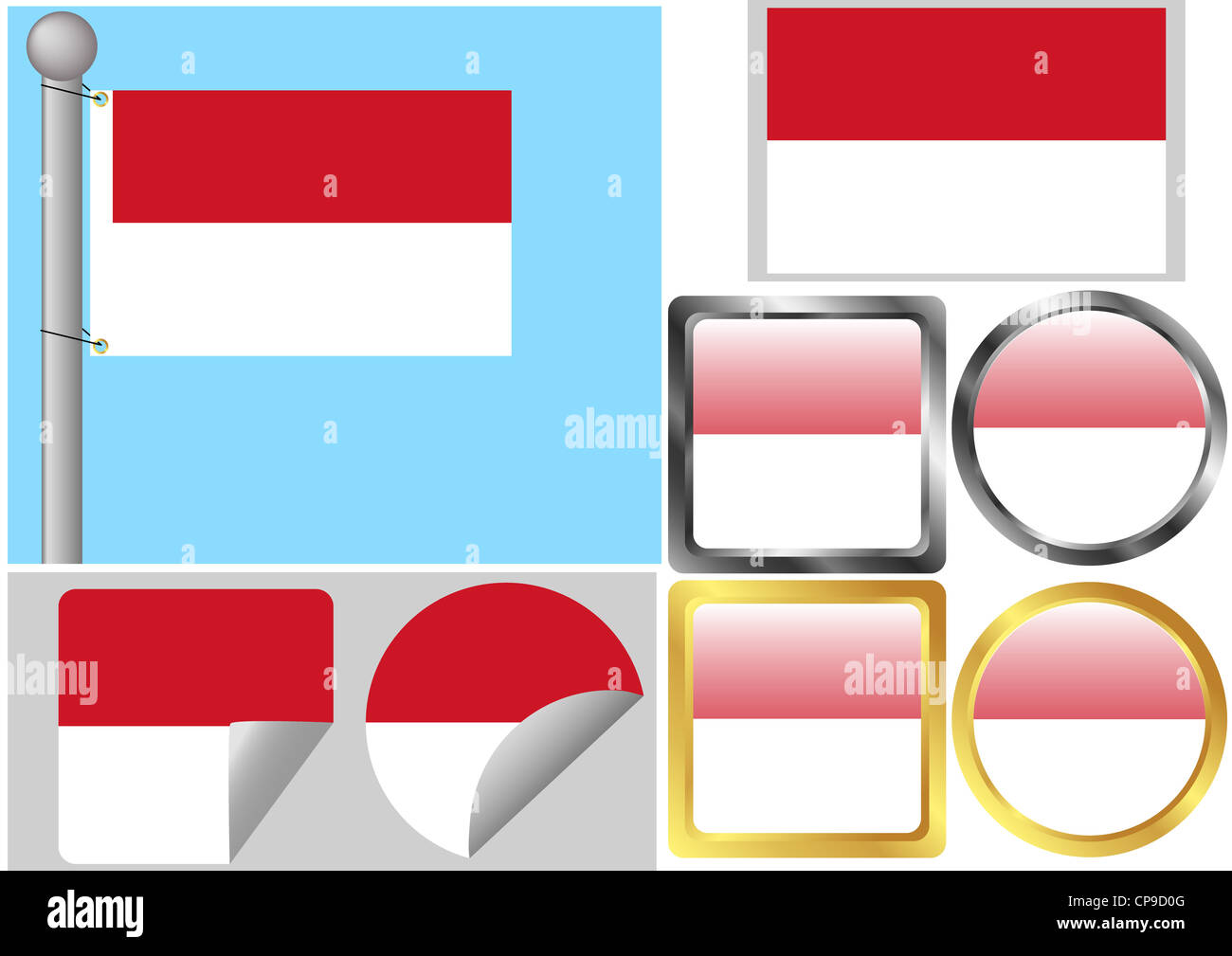 Indonesia flag button hi-res stock photography and images - Alamy