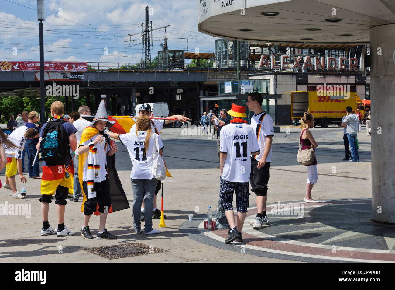 Soccer football fans with German flag celebrating UEFA European ...