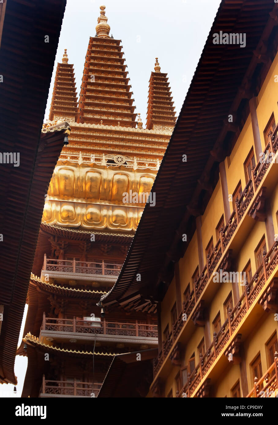 Golden Temple, Wooden Buildings, Roof Top Jing An Tranquility Temple ...