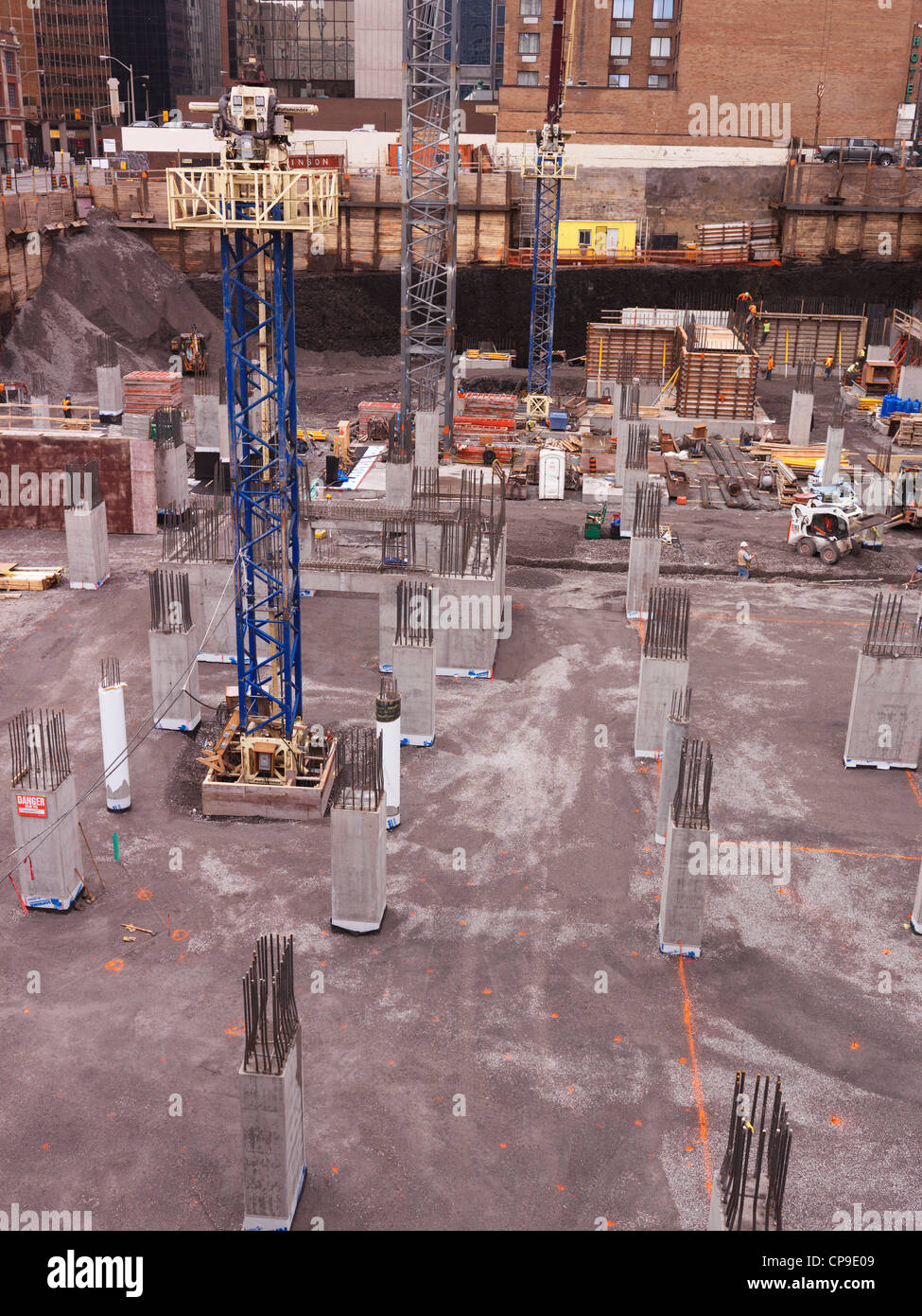 Construction site, building foundation pit. Ottawa, Ontario, Canada ...