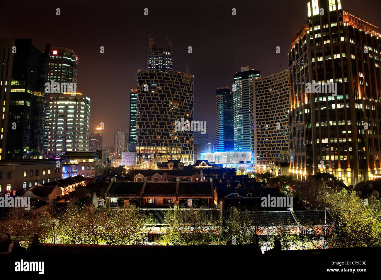 Xintiandi Old Chinese Houses High Rises Luwan Shanghai China at Night ...