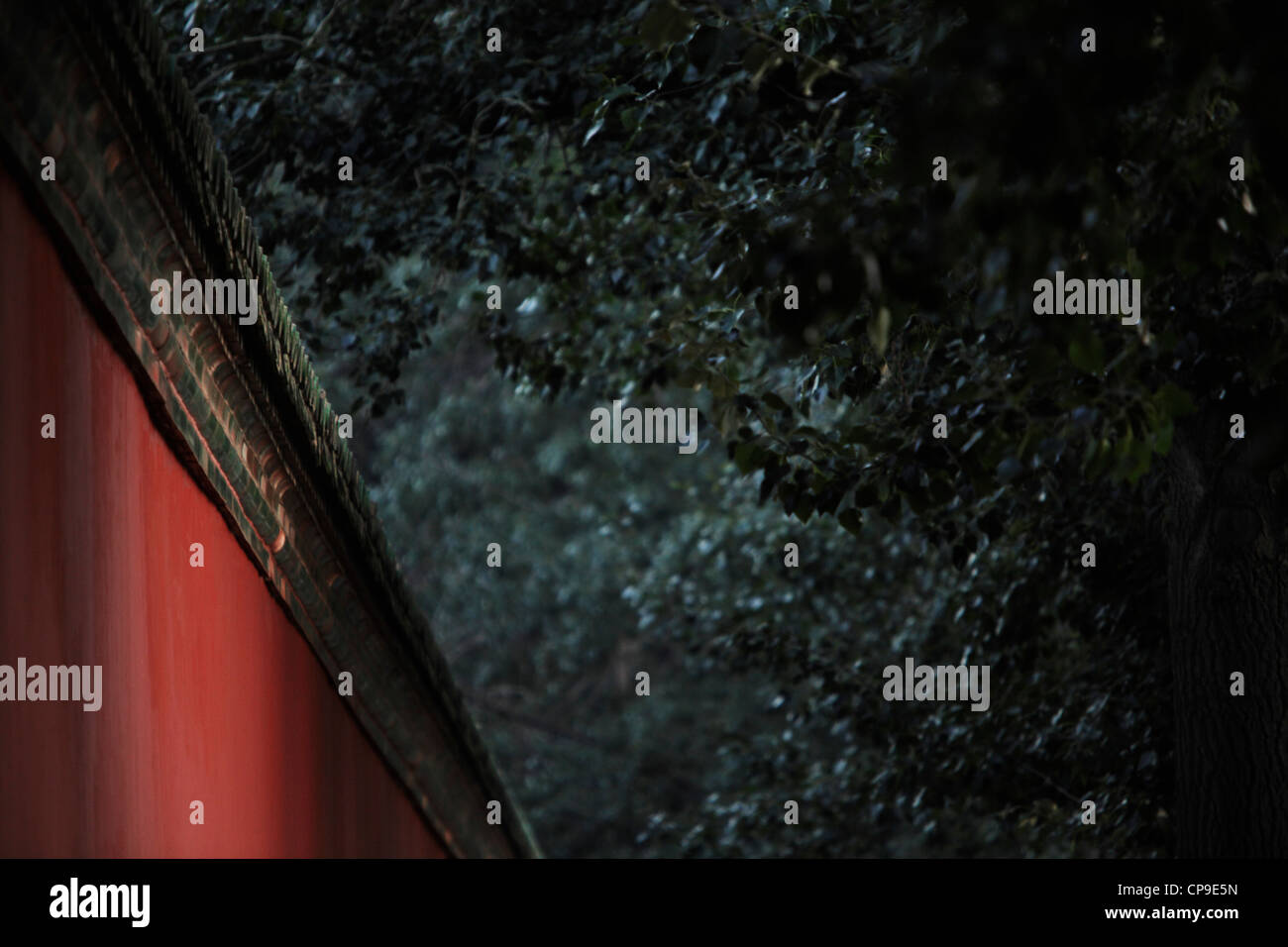 Old red wall in park, Beijing, China Stock Photo - Alamy