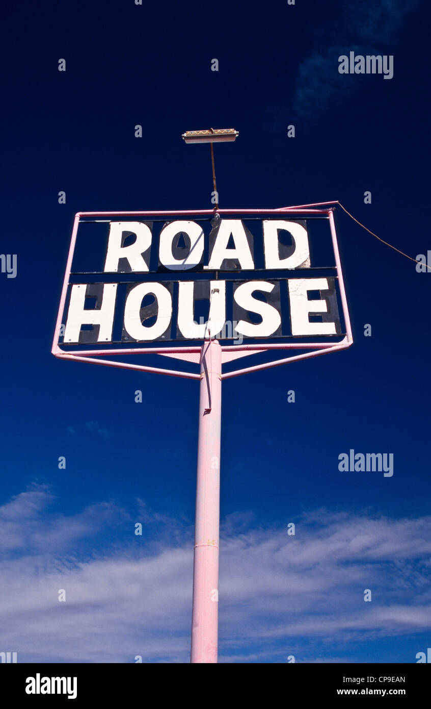 Sign at Pink Roadhouse Stock Photo - Alamy